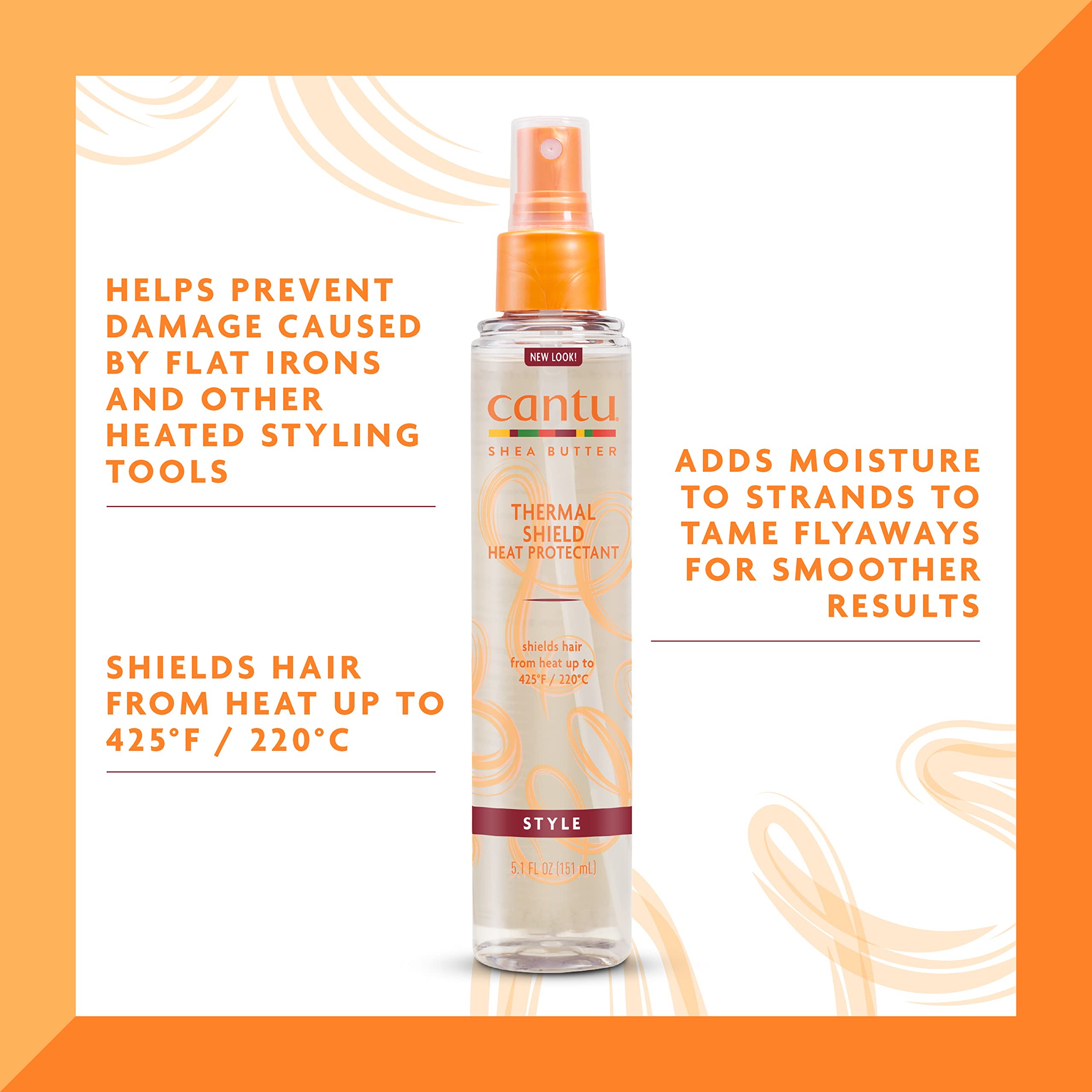 Cantu Thermal Shield Heat Protectant with Shea Butter, 5.1 fl oz (Pack of 3)