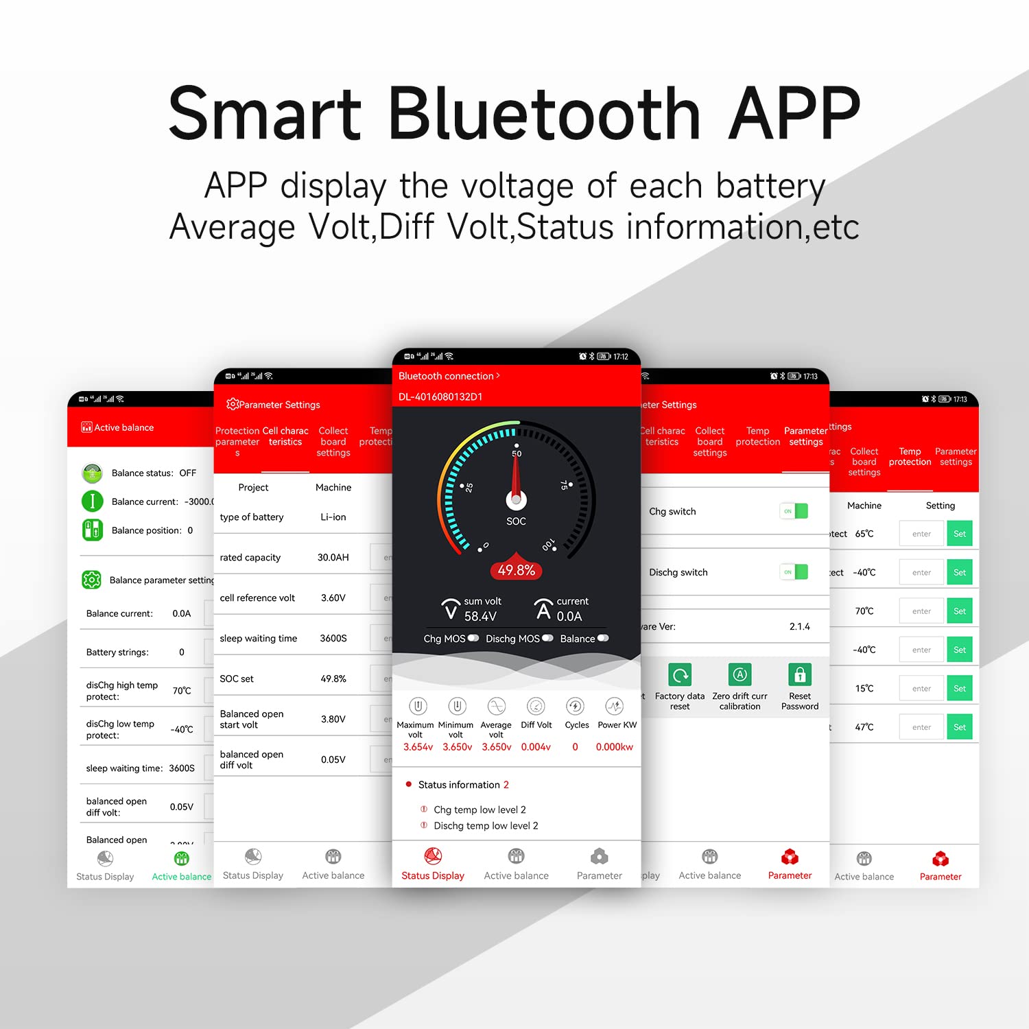 DALY Programmable Configurable Smart BMS with UART 16S 48V 250A LiFePO4 Battery Protection Module with Bluetooth PCB Protection Board with Balance Leads Wires BMS 48V with Cooling Fan