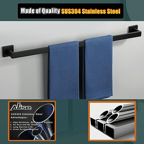 Alise Bath Towel Bars,28 Inch Towel Holder Towel Racks for Bathroom and Lavatory,SUS304 Stainless Steel Hand Towel Hanger Towel Rail Wall Mount,Matte Black