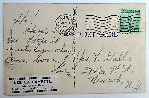 VINTAGE POSTCARD LISBON STREET LEWISTON MAINE car automobile