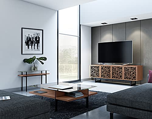 BDI Furniture Elements Quad Cabinet Ricochet Doors, Media Base, Walnut Finish