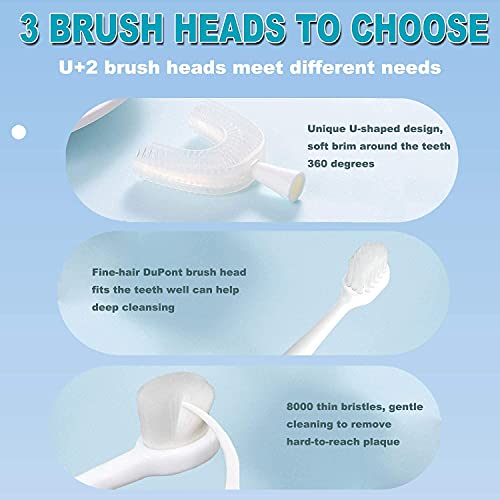 Caromolly Kids U-Shaped Electric Toothbrush, Automatic Massage Toothbrush with U-Type, Cartoon Modeling Toothbrush with Three Types of Brush Heads,Battery Operated,Small for 2-6 Years,Yellow,1 Pack