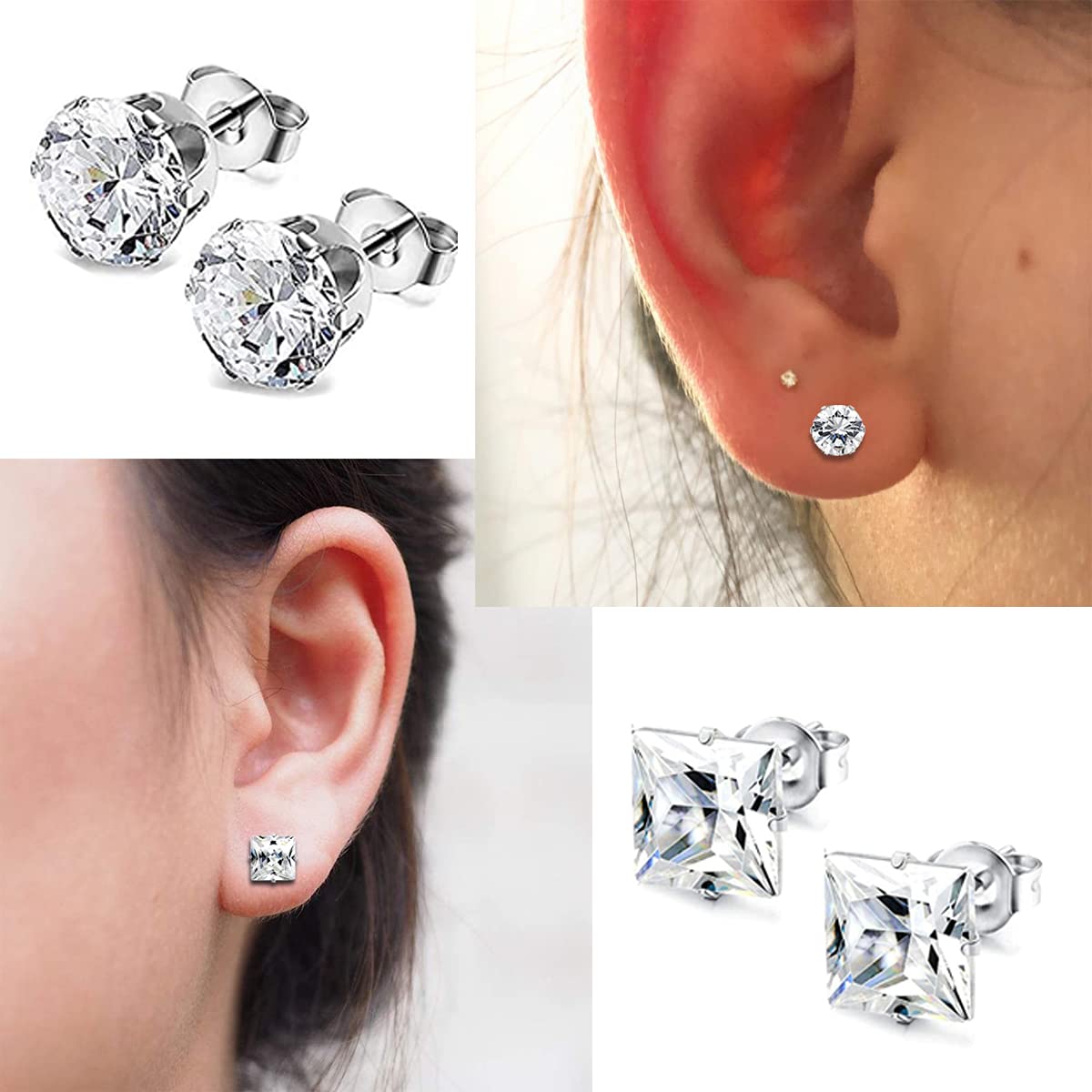 16 Pairs Black Earrings for Men Black Stud Earrings men's earrings Set Huggie Hoop Surgical Stud Earrings for Women