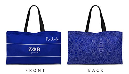 BBGreek Zeta Phi Beta Sorority Paraphernalia - Large Travel Tote Bag, Overnight Bag - Personalized (Color Block)