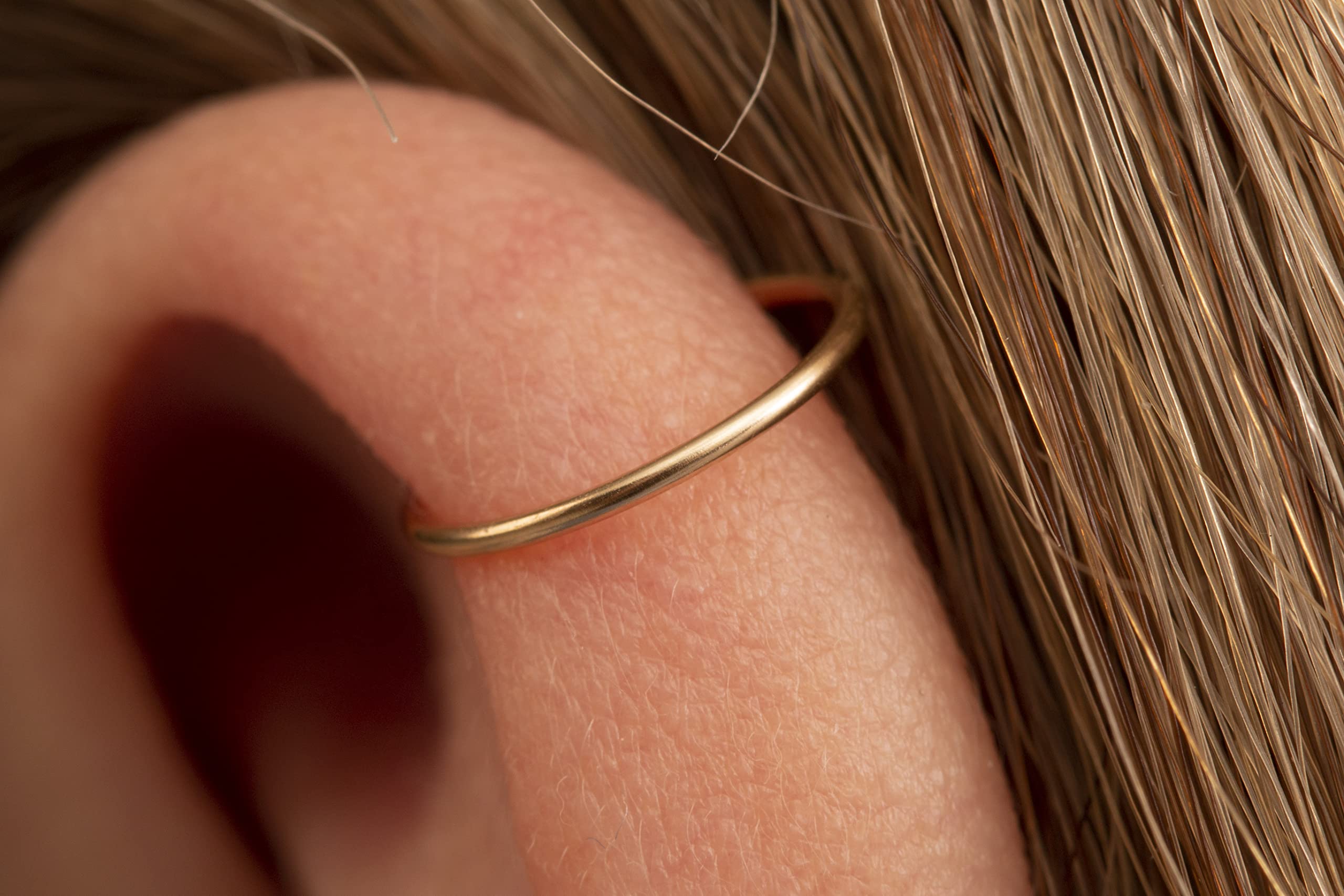 14K Gold Filled Small Hoop Earrings for Cartilage Nose, Tiny Thin 7mm Piercing Hoop Ring 22 Gauge (Gold, 7mm 22 gauge / 1 pair)