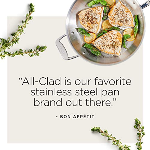 All-Clad BD55112 D5 Brushed Stainless Steel 5-Ply Bonded Dishwasher Safe Fry Pan / Cookware, 12-Inch, Silver