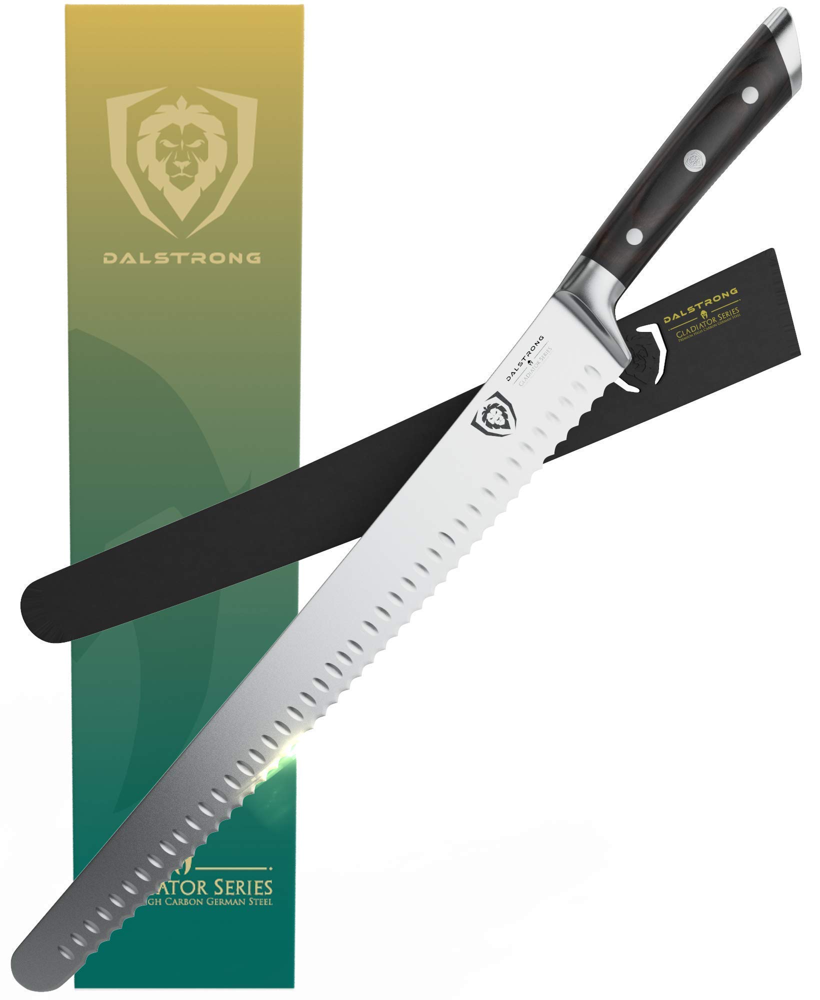Dalstrong The Gladiator Series Elite Serrated Slicing & Carving Knife 14" Bundled with Premium Whetstone Kit #1000/#6000 Grit