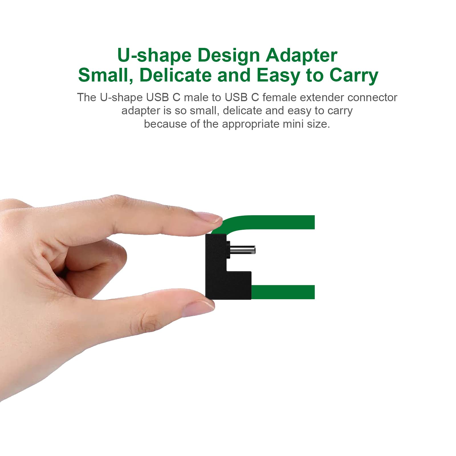 2PCS 180° USB C Female to Male Adapter. Type C U-Shape Converter Support 4K Video & Audio, 10Gbps Data Transfer & PD Fast Charger for All USB Type-C Phone Laptop Tablet. (Black)