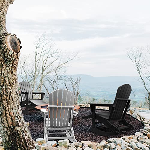 adirondack chair with Ottoman,Folding adirondack chairs,Rocking with Cup Holder,adirondack chairs Weather Resistant,Fire Pit Chairs,Plastic for Adults,350 lbs