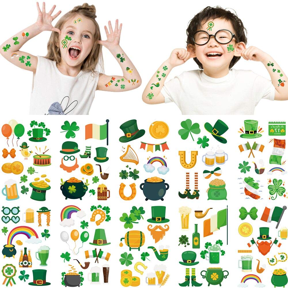 DARKLATER Shamrock Tattoos, St Patricks Day Face Tattoos, Saint Patricks Day Temporary Tattoos Stickers, Clover Tattoos