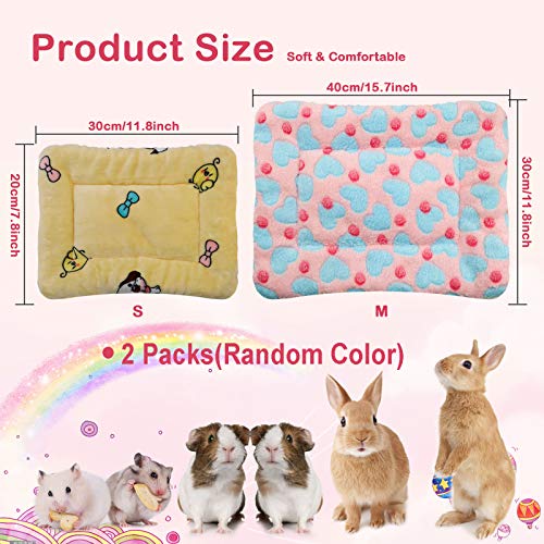 Rypet Small Animal Bed 2PCS - Rabbit Bed House Winter Warm Fleece Sleep Pad for Squirrel Hedgehog Bunny Chinchilla and Other Small Animals, Random Color