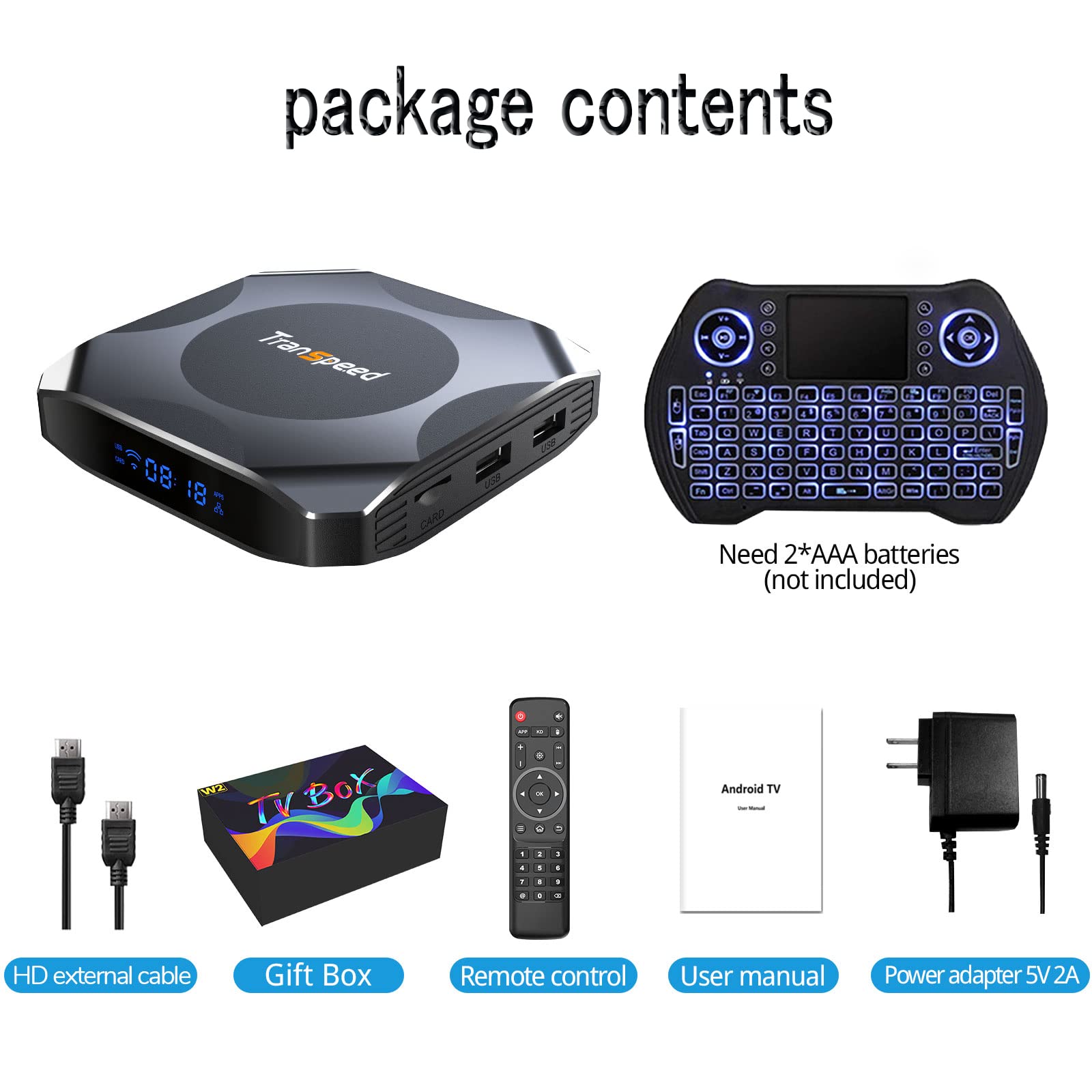 2022 Android TV Box 11.0 4GB 32GB with S905W2 Chip Support 4K HDR 3D 2.4G/5G Dual WiFi LAN 100M AV1 TV Box USB 2.0 BT5.2 HD2.1 with Mini Keyboard