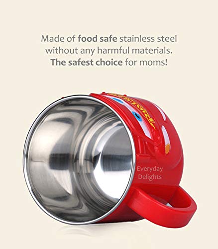 Everyday Delights Lightning McQueen Red Stainless Steel Insulated 3D Cup with Lid, 250ml