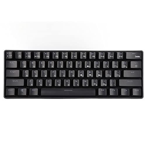2.4G Wireless Bluetooth Keyboard Russian, RGB Backlight Mechanical Keyboard, Portable 60% Mechanical Gaming Keyboard with English Russian Fonts
