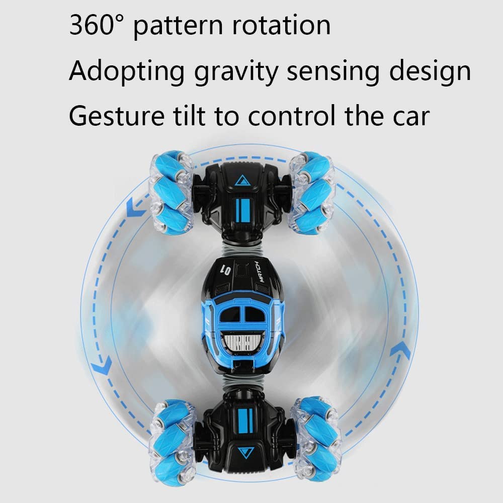 2.4GHz Remote Control Car 4WD RC Stunt Car Deformable All-Terrain Off Road Car, 360 Degree Flips Double Sided Rotating Race Car with Gesture Sensor Watch Lights Music for Kids (Red) A77