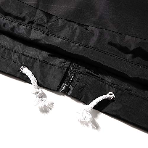 AITFINEISM Men's Lightweight Windbreaker Casual Drawstring Hooded Zip Jackets (Large, Black-1)