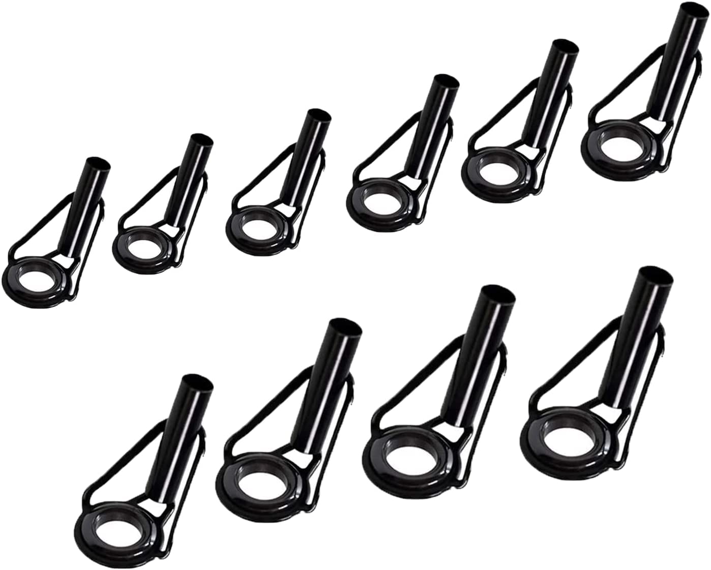 10Pcs Fishing Rod Tip Repair Kit Rod Top Tips Replacement Fishing Rod Tips Stainless Steel, Black