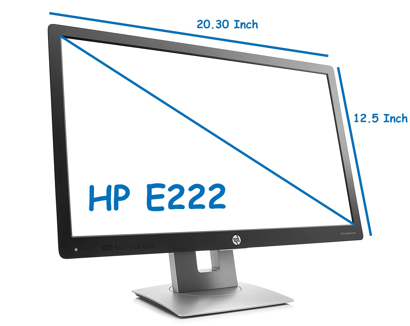 HP EliteDisplay E222 Full HD 22 Inch LED Monitor, 1080p at 60Hz, VGA, HDMI, Display Port, USB 2.0, 178 Degree Viewing Angle, 7ms Response Time, 250 Cd/m Brightness (Renewed), Black & Silver