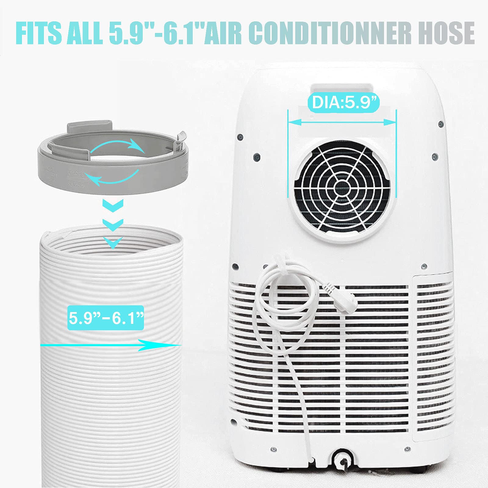 Air Conditioner Exhaust Hose Tube Connector Portable Exhaust Hose Duct Interface Adapter A/C AC Air Conditioner Exhaust Hose Coupler for Portable Mobile Air Conditioner Accessories ( Round)