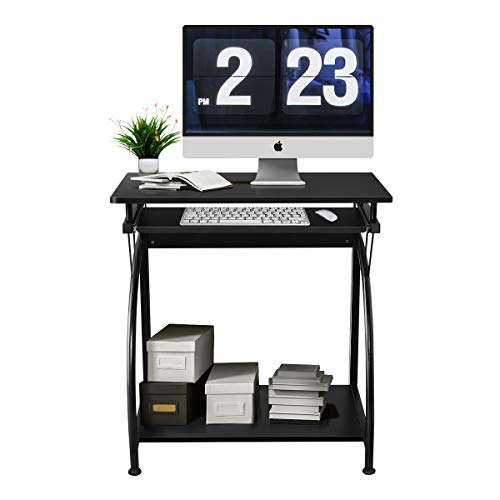 ADTEST , Gaming Table with Movable Keyboard Tray& CPU Holder, Workstation Made of P2 Environmental Material, Black