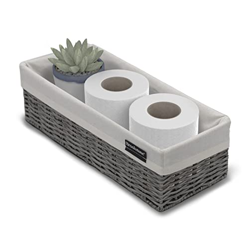 BROOKSTONE, Woven Storage Basket, Organization and Storage Bin, Over the Toilet Paper Reserve, Suitable for Any Décor Style, Perfectly Sized at 14” x 4” x 6”