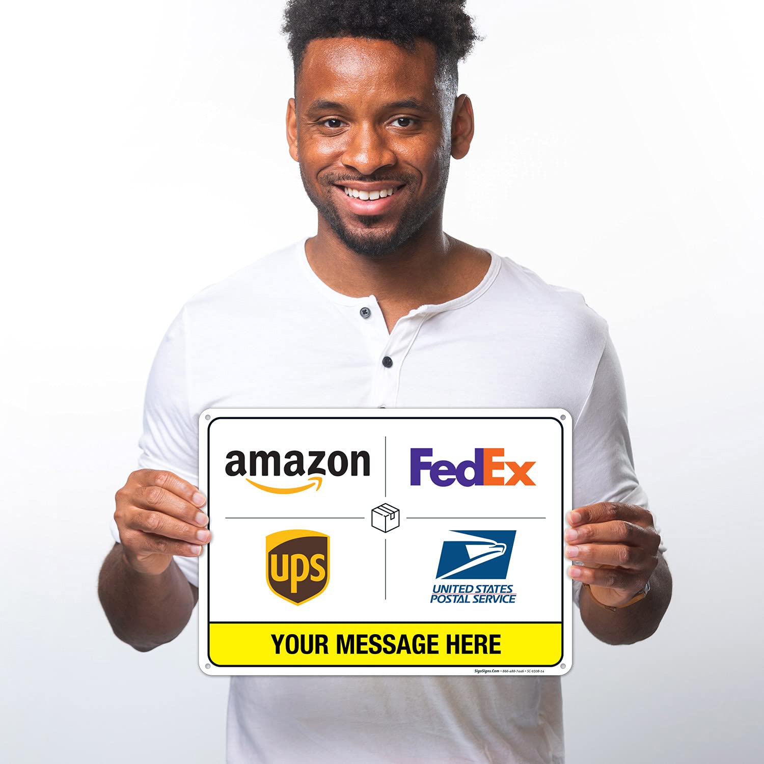 Sigo Signs Package Delivery Custom Sign, 10x14 Inches, Rust Free .040 Aluminum, Fade Resistant, Made in USA by Sigo Signs