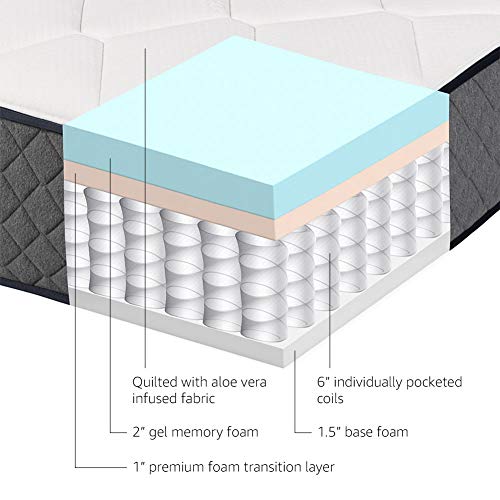 Amazon Basics Hybrid Mattress - Medium Feel - Memory Foam - Motion Isolation Springs - 12-Inch, Queen