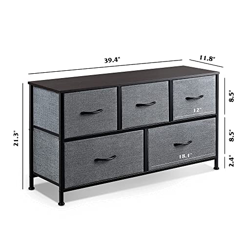 WLIVE 2 Drawer Nightstand and 5 Drawer Dresser Set, Storage Tower, Organizer Unit for Bedroom, Hallway, Entryway, Closets