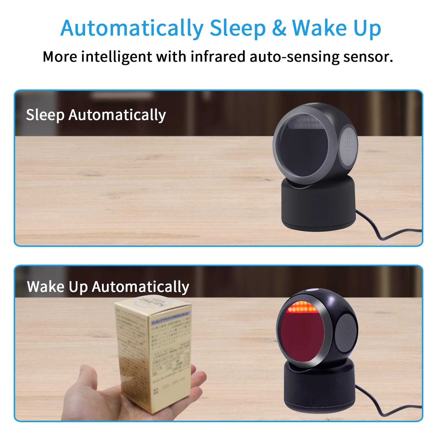 2D Desktop Barcode Scanner.Omnidirectional Hands-Free Barcode Reader. with Automatic Sensing Scanning QR Screen Scanning Platform Scanner for Warehouse, Supermarket, Retail Store, Bookstore Pos System