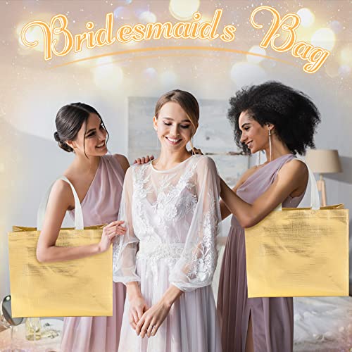 72 Pack Reusable Gift Bags with Handles Glossy Reusable Grocery Bags Tote Bags for Wedding Bridesmaid Birthday Christmas(Gold)