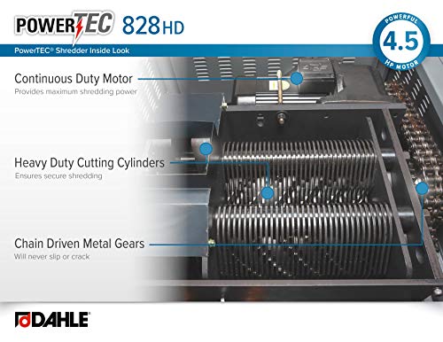 Dahle PowerTEC 828 HD Hard Drive and Paper Shredder, Cross Cut, Shreds 3.5" Hard Drives, CDs/DVDs, Paper, Chain Driven 4.5 Hp Motor, P-3 Security/H-4