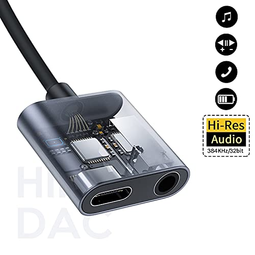 USB C to 3.5mm Headphone and Charger Adapter, 2-in-1 USB C to Audio Mic Jack with PD 60W Fast Charging for Stereo, Earphones, for Samsung Galaxy S21 Ultra S20 FE Note 20 Plus, Pixel 3/4 XL