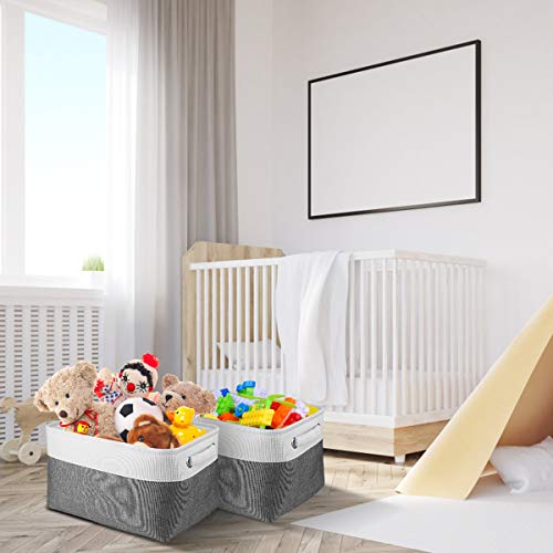 Awekris Large Storage Basket Bin Set [3-Pack] Storage Cube Box Foldable Canvas Fabric Collapsible Organizer With Handles For Home Office Closet Toys Clothes Kids Room Nursery