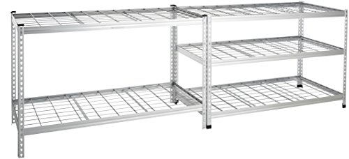 Amazon Basics Heavy Duty Storage Shelving Unit - Double Post, 60 x 24 x 78 Inch, High-Grade Aluminum & Medium Duty Storage Shelving Double Post Press Board Shelf, 48 x 18 x 72 Inch, Aluminum