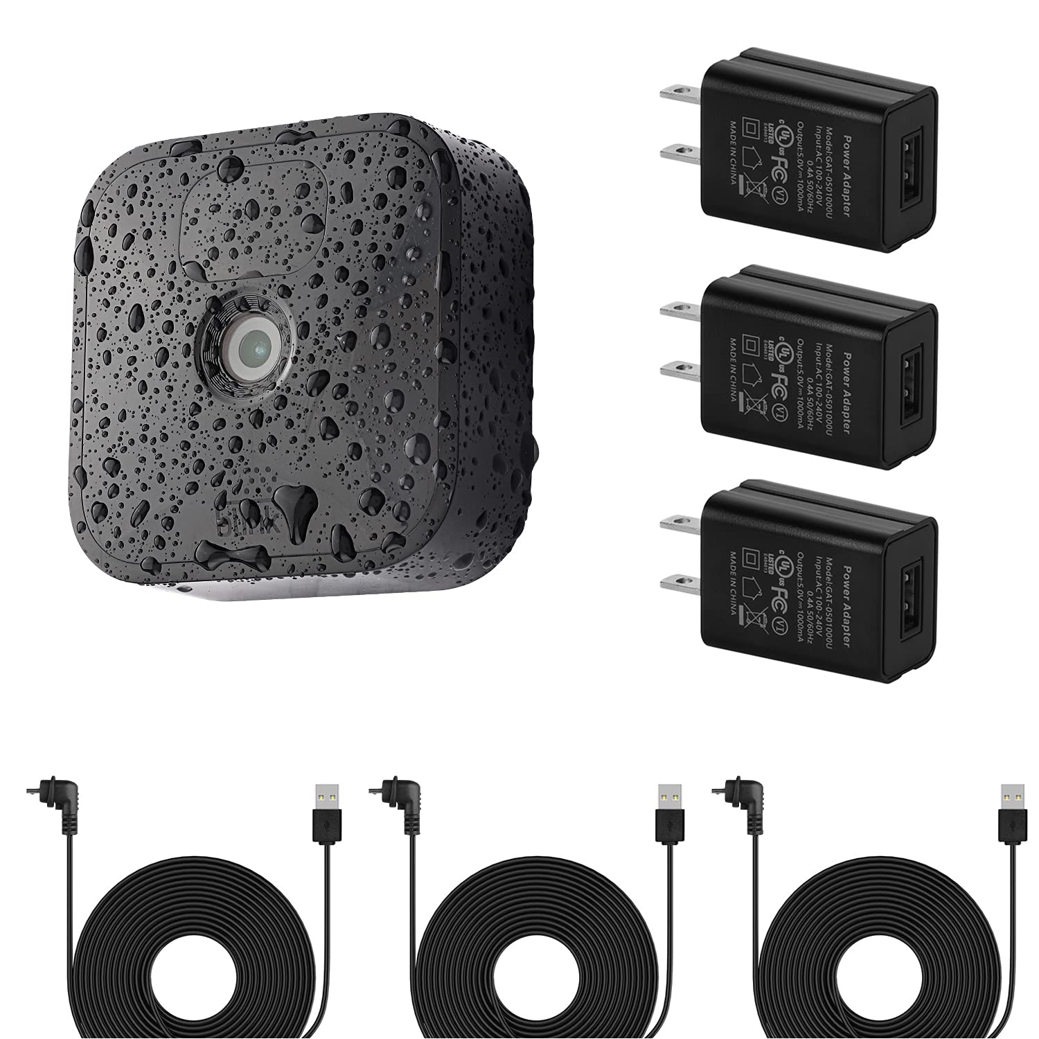3Pack Power Adapter for Blink XT / XT2 & Blink Outdoor (3rd Gen) XT3, Long and Flat 25 ft/7.5m Weatherproof Cable Continuously Charging Your Blink Security Camera