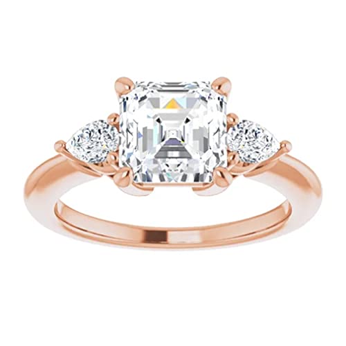2.50 CT Asscher Cut VVS1 Colorless Moissanite Engagement Ring Set, Wedding/Bridal Ring Set, Sterling Silver Vintage Antique Anniversary Lovely Ring Set Gift for Wife