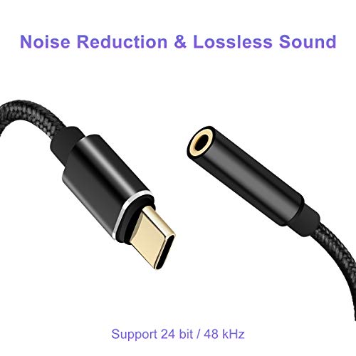 USB C to 3.5mm Audio Adapter Headphone Adapter, USB C to Aux Type C to 3.5mm DAC Headphone Jack Adapter Compatible with Samsung Galaxy S21 S20 Ultra S20+ Note 20 OnePs 7T Pixel 5/4/3