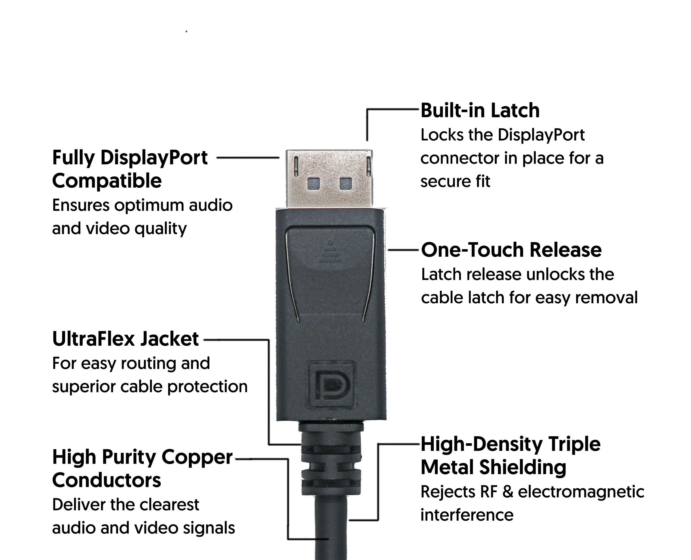 Accell mDP to DP 1.4 - VESA-Certified Mini DisplayPort to DisplayPort 1.4 Cable - 7 Feet, Hbr3, 8K @60Hz, 4K UHD @240Hz