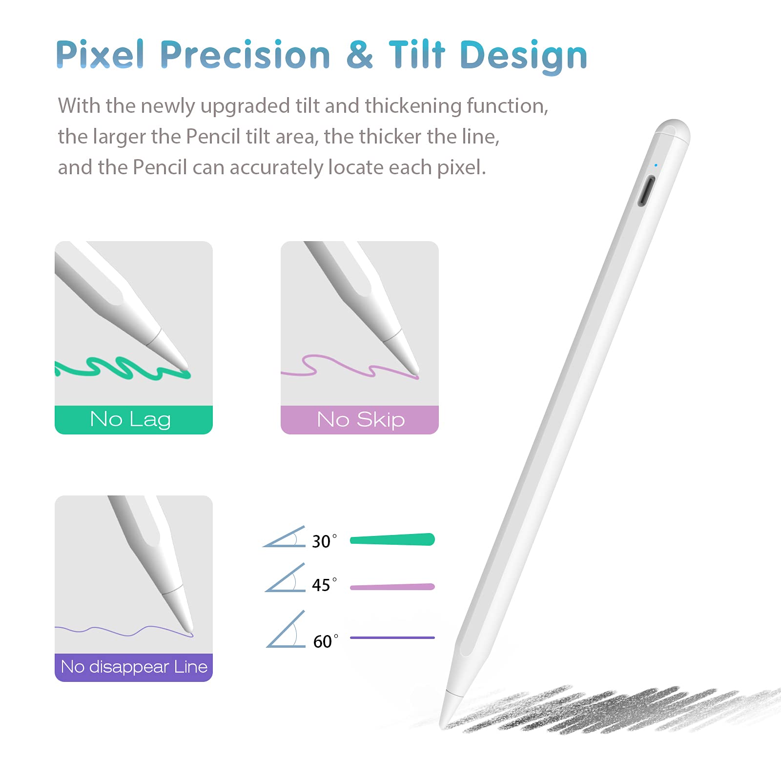 Stylus Pencil for iPad 10th Generation with Tilt Sensitive Magnetic Design Compatible with 2018 and Later Model Apple iPad 9th/8th Gen,iPad Pro 11/12.9 Inch,iPad Mini 5th/6th,iPad Air 5th/4th/3rd Gen