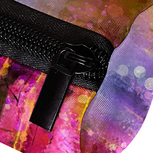 Watercolor Violet Red and Yellow Flowers Pencil Bag Pen Case Stationary Case Pencil Pouch Desk Organizer Makeup Cosmetic Bag for School Office