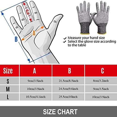 Cut Resistant Gloves Food Grade, Level 5 Protection Cut Proof Gloves, Work Kitchen Cutting Gloves for Oyster Shucking, Meat Cutting, Wood Carving and Fish Fillet Processing, 1 Pair (Small)