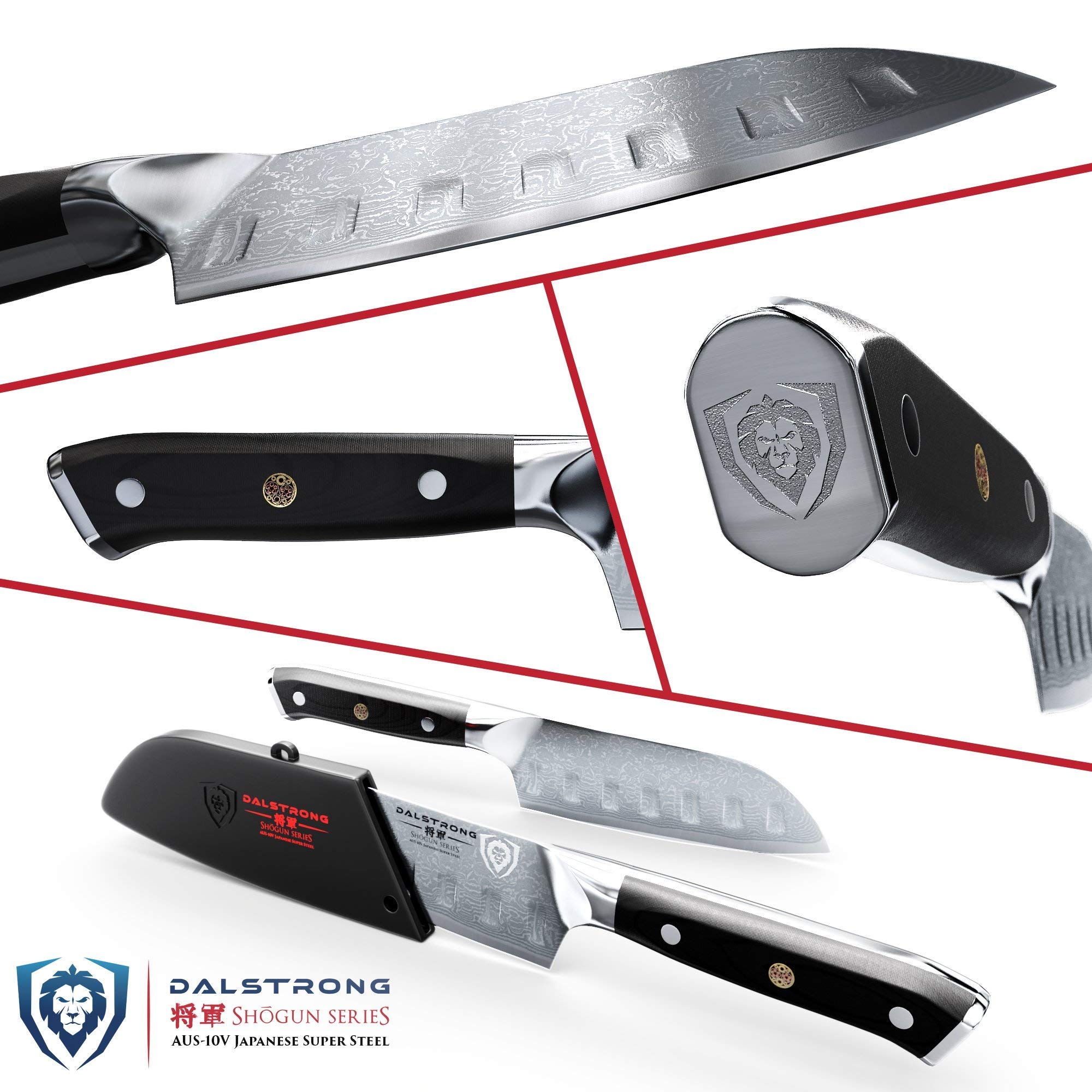 Dalstrong The Shogun Series Santoku Knife 5" Bundled with Premium Whetstone Kit (#1000/#6000 Grit)
