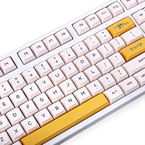 Sumgsn 140 Keys PBT Keycaps Dye-Sub XDA Profile Milk and Honey Theme for Mechanical Gaming Keyboard Cherry Gateron MX Switches (English)