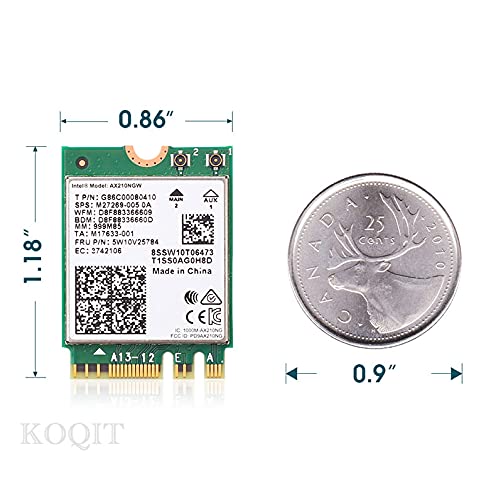 TelDaykemei 5473Mbps WiFi 6E 802.11ac/ax Intel AX210 Bluetooth 5.3 M.2 2230 Key E Network Card 2.4G/5Ghz/6Ghz Wireless Internal Adapter AX210NGW