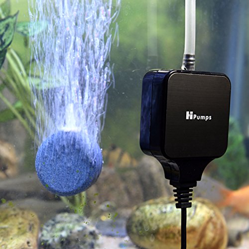 AsiaPPump Aquarium Air Pump Quietest Energy Saving 1-1.5W 24-40 Gallon (Black Square)