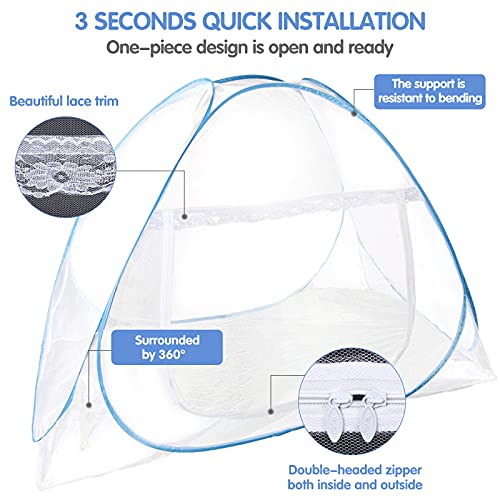 Tatuo Mosquito Net for Bed Portable Folding Net Bed with Bottom Pop up Mosquito Net Tent for Indoor and Outdoor Use Mosquito Netting for Adults Trip Camping Travel Home(74.8 x 39.3 x 43.3 Inch)