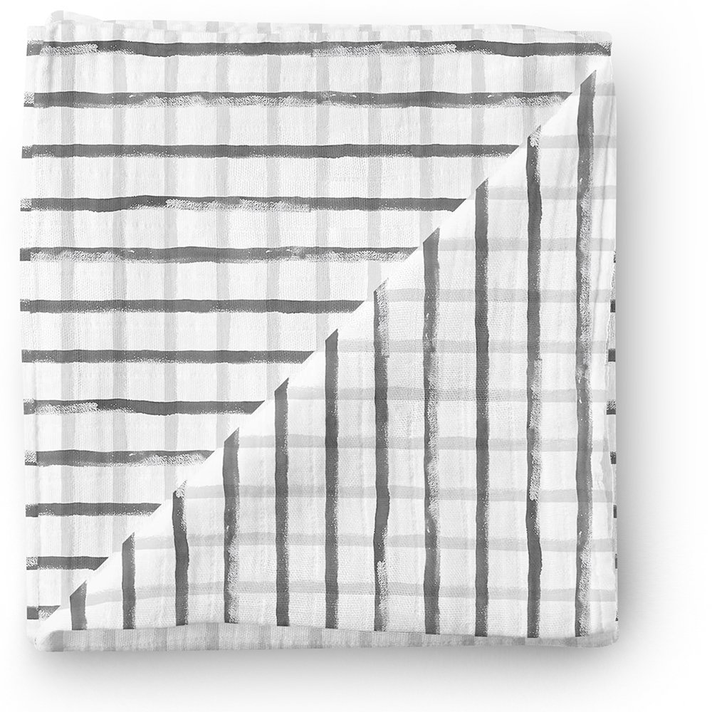 AENNE BABY Muslin Swaddle Blanket for Boys & Girls, Infant Toddler Quilt, Luxurious Wrap, Soft and Silky Stroller & Nursing Cover, Grey Watercolor Mesh Blankie, Large 47"x 47", 1 Pack