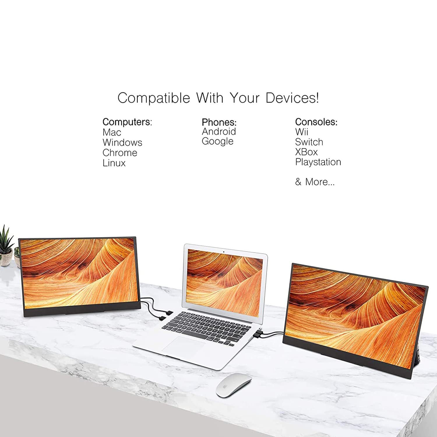 SideTrak Solo Triple 15.6β Portable Gaming Monitor for Laptops, 2 Freestanding 15.6β FHD 1080P LED Display Screens, Extending Screens for Mac, PC, & Chrome, USB-C or HDMI, Speakers & HDR Mode