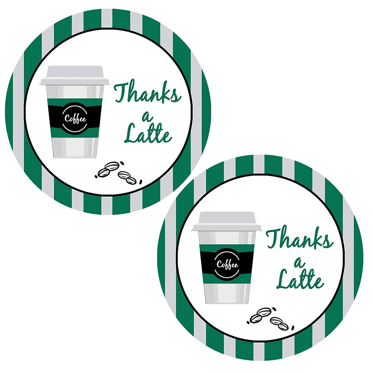 Thanks A Latte Stickers,1.5 Inch Customer Appreciation Labels for Favors Bags,Envelope Seals,Goodie Bags,Suitable for Small Business,Cafe,500 Pcs Per Roll
