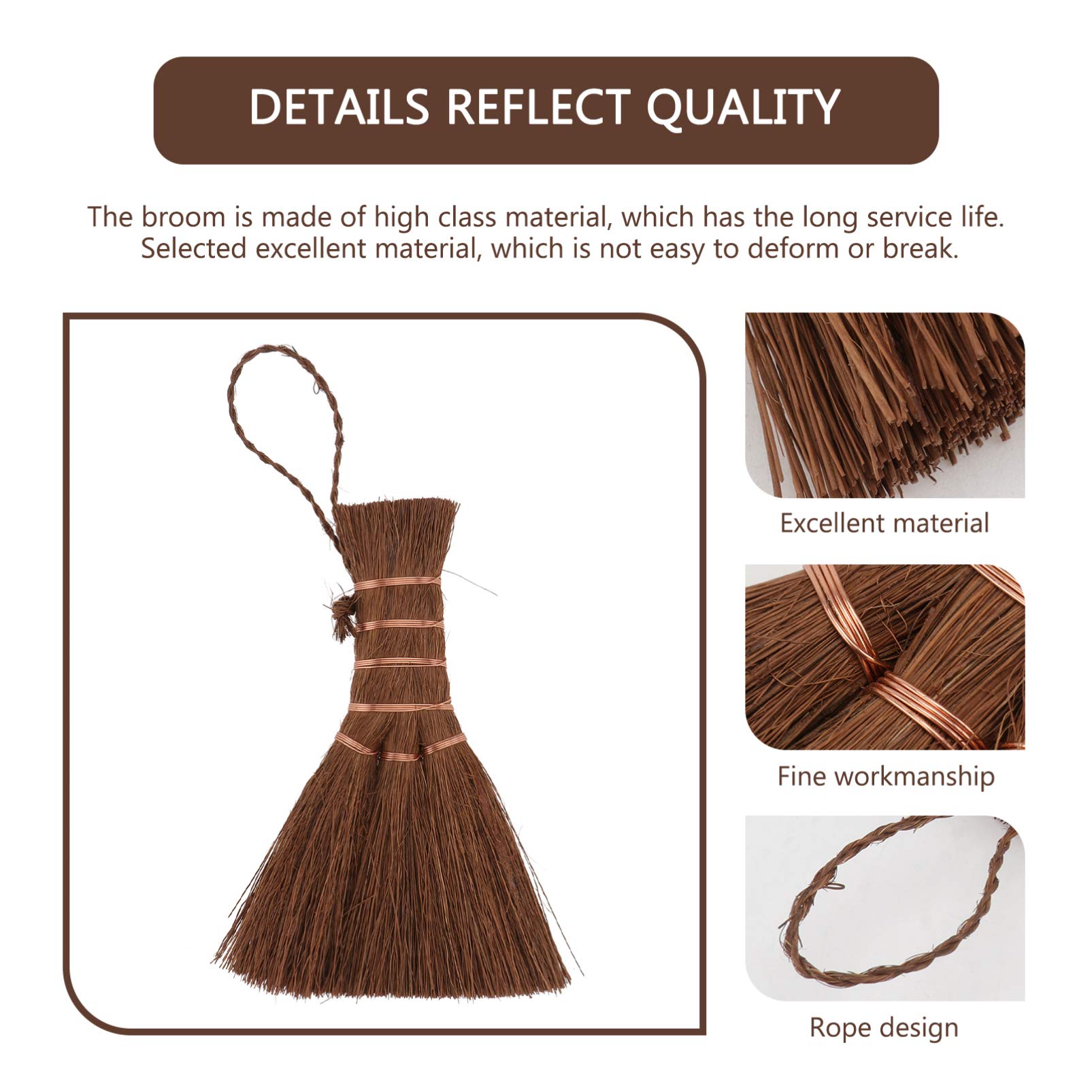 YARDWE Mini Palm Broom Natural Whisk Sweeping Hand Handle Broom Small Tea Ceremony Broom Desk Cleaning Brush for Dining Room Tables Countertop Brown 1